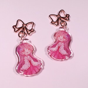 Miko, Double-sided Epoxy Glitter Keychain With Rose Gold Clasp, Cute ...