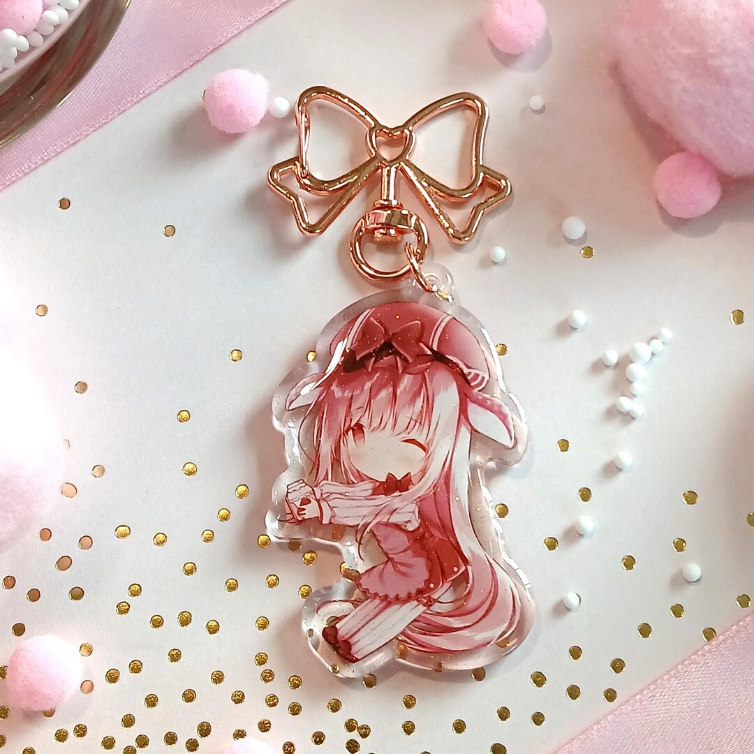 2.5" Chocolate Chibi Anime Keychain | Double-sided Acrylic Bag Charm - Etsy