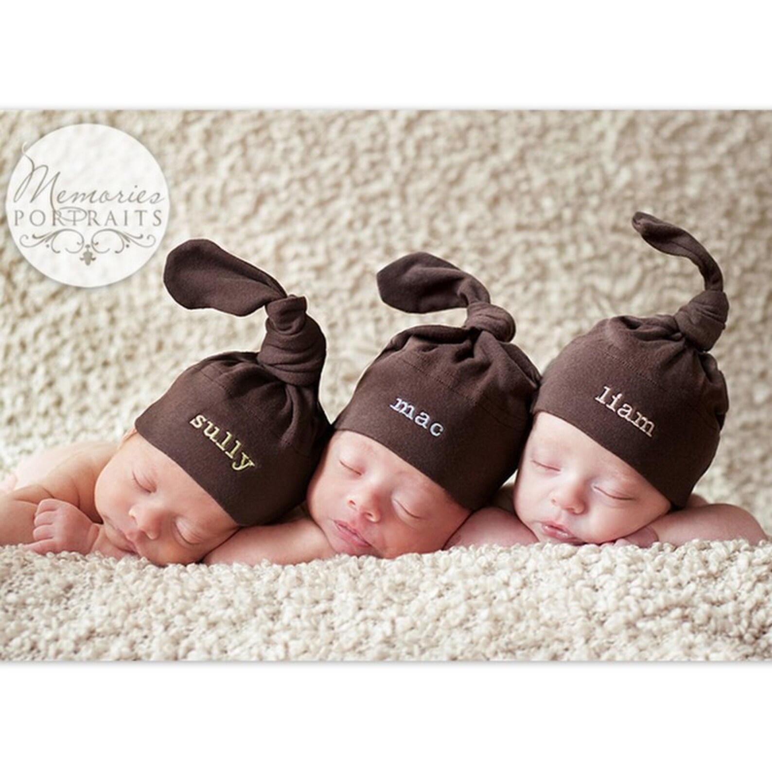 Triplet Baby Hats Personalized Embroidery on American - Etsy