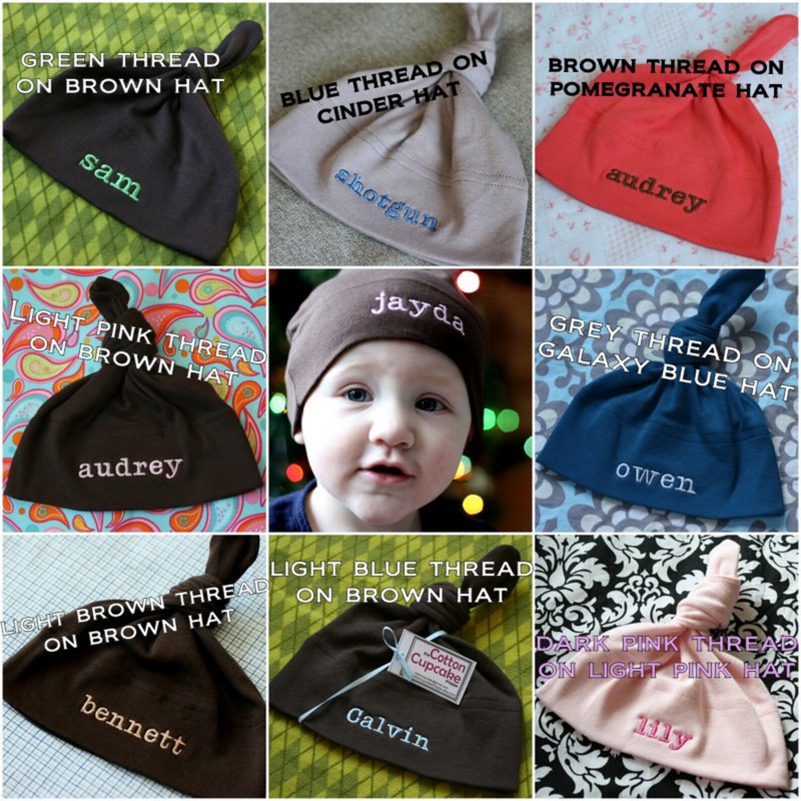Triplet Baby Hats Personalized Embroidery on American - Etsy