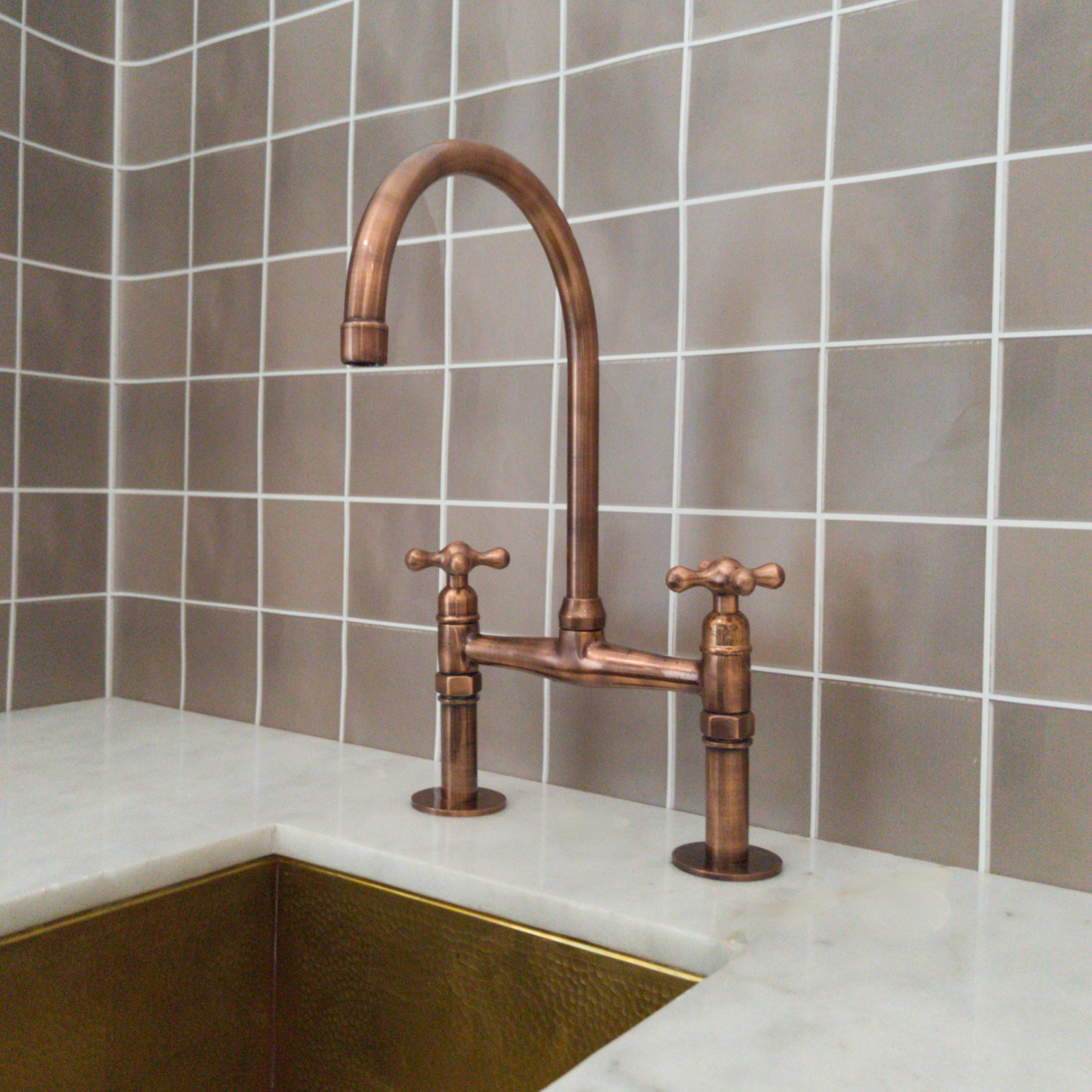 Unlacquered Copper Kitchen Faucet With Linear Legs - Antique Solid ...