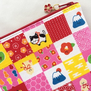 Kawaii Japanese Traditional Patterned Zipper Pouch/ Cosmetic Purse ...