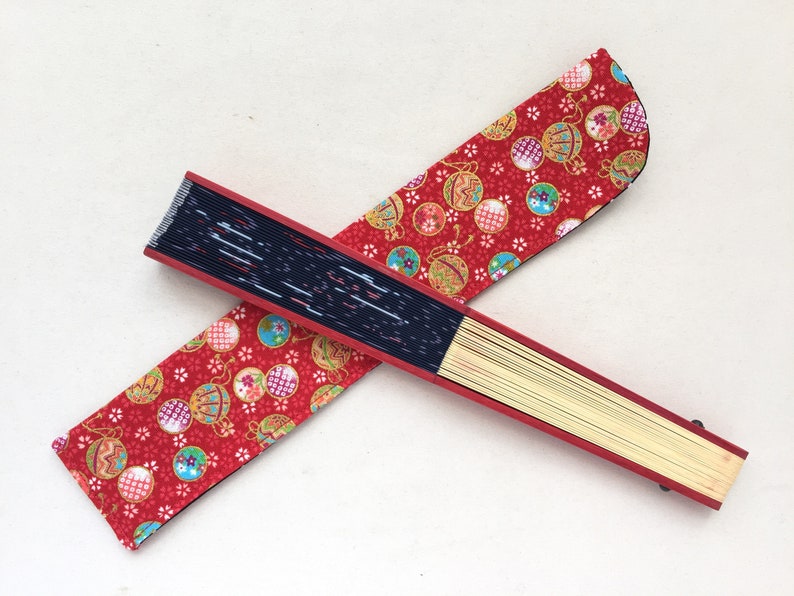 Folding Fan and Case Set - Cats and Temari Balls - Etsy