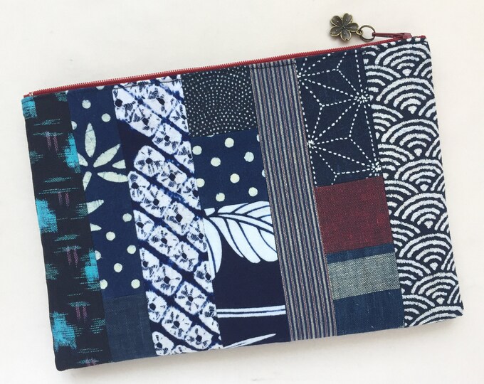 Upcycled Vintage Yukata Patchwork Zipper Pouch / 6”x9” Clutch Purse ...