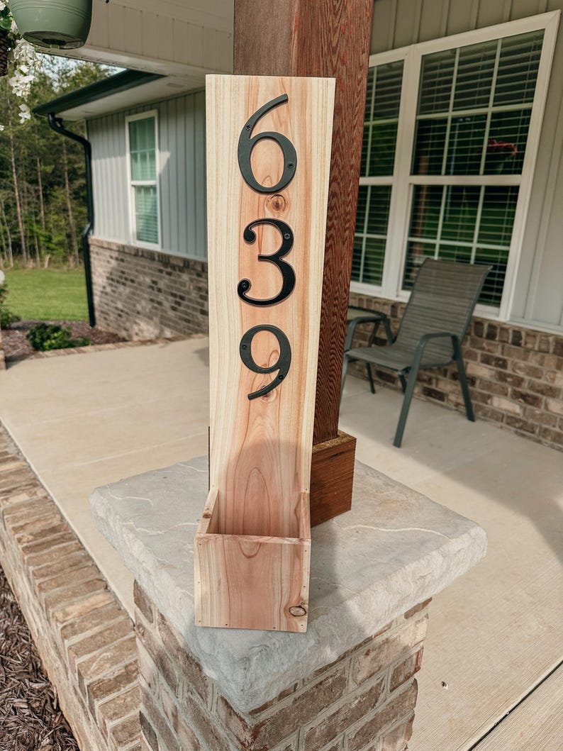Cedar House Number Planter: Custom Address Sign With Planter Box - Etsy
