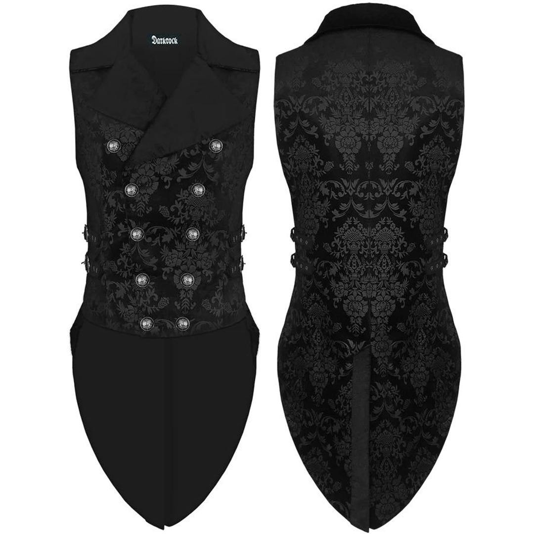 Men’s Tailored Black Brocade Formal Waistcoat Gothic Brocade Victorian ...