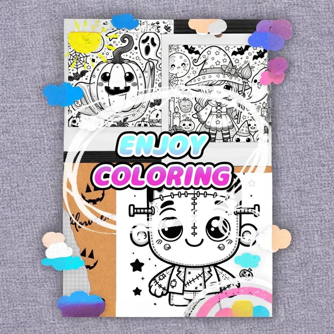 Download Halloween Cute Coloring Pages PDF - Etsy