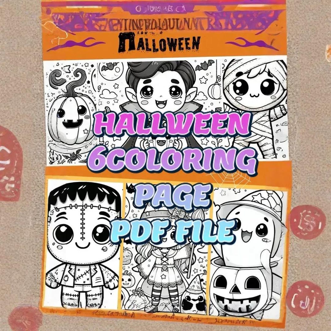 Download Halloween Cute Coloring Pages PDF - Etsy