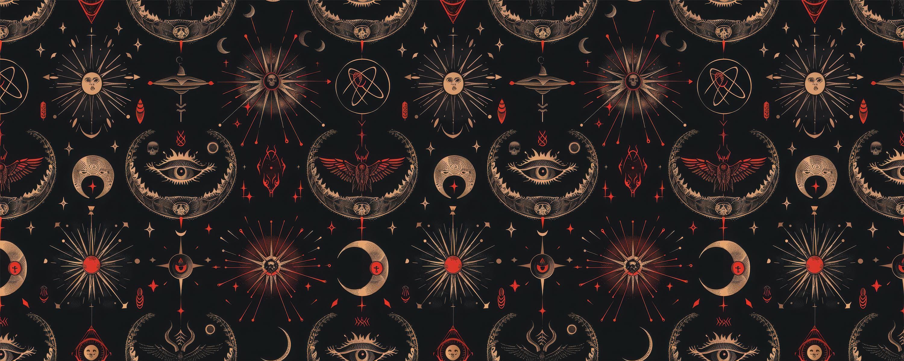 Dark Gothic Wall Mural Mystic Symbols Removable Wallpaper Moody Gothic ...