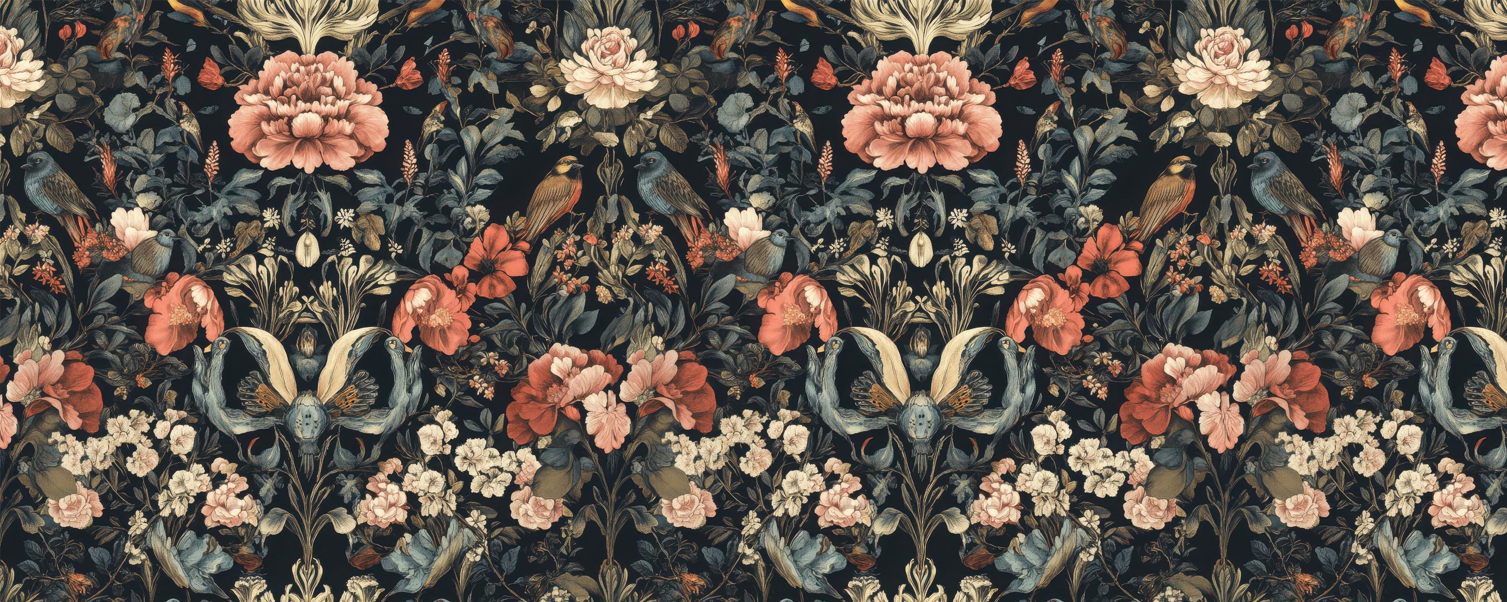 Dark Flower Removable Wallpaper Peel and Stick Wallpaper Dark Botanical ...