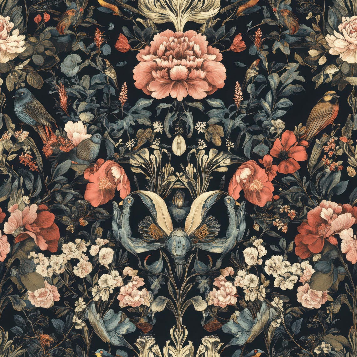 Dark Flower Removable Wallpaper Peel and Stick Wallpaper Dark Botanical ...