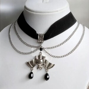 Gothic Red Velvet Bat Choker Necklace | Victorian Punk Vampire Jewelry ...