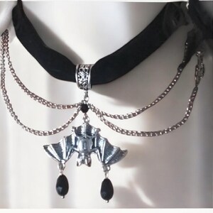 Gothic Red Velvet Bat Choker Necklace | Victorian Punk Vampire Jewelry ...