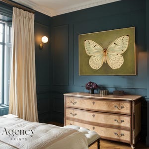 Cottagecore Butterfly Print: Vintage Moth Painting, Sage Green (digital ...