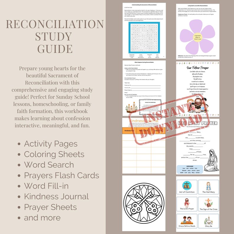 First Reconciliation Study Guide Sunday School Lesson Activity ...