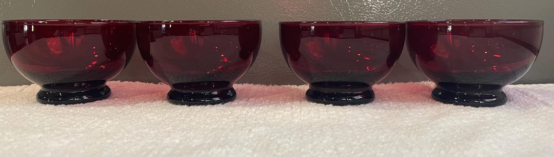 Vtg. Lot of 4 Royal Ruby Depression Glass Anchor Hocking Custard ...
