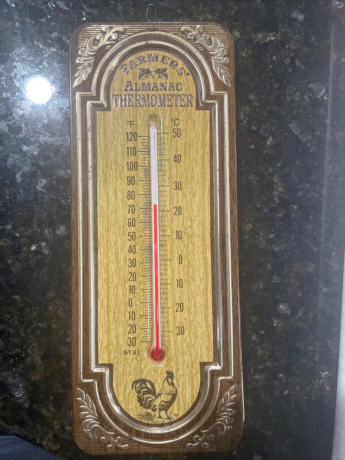 Vintage Farmers Almanac Thermometer, Tin Advertising Rooster, Avon 9 ...