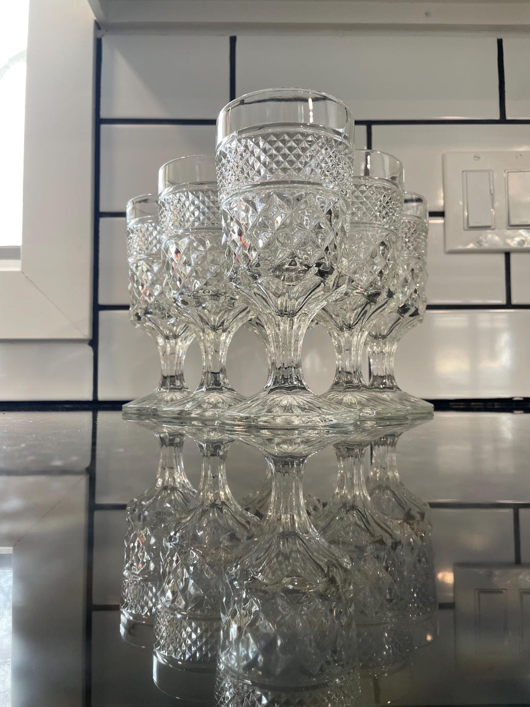 Vintage Set of 6 Anchor Hocking Wexford Glass Water Goblets 6.5 Inches ...