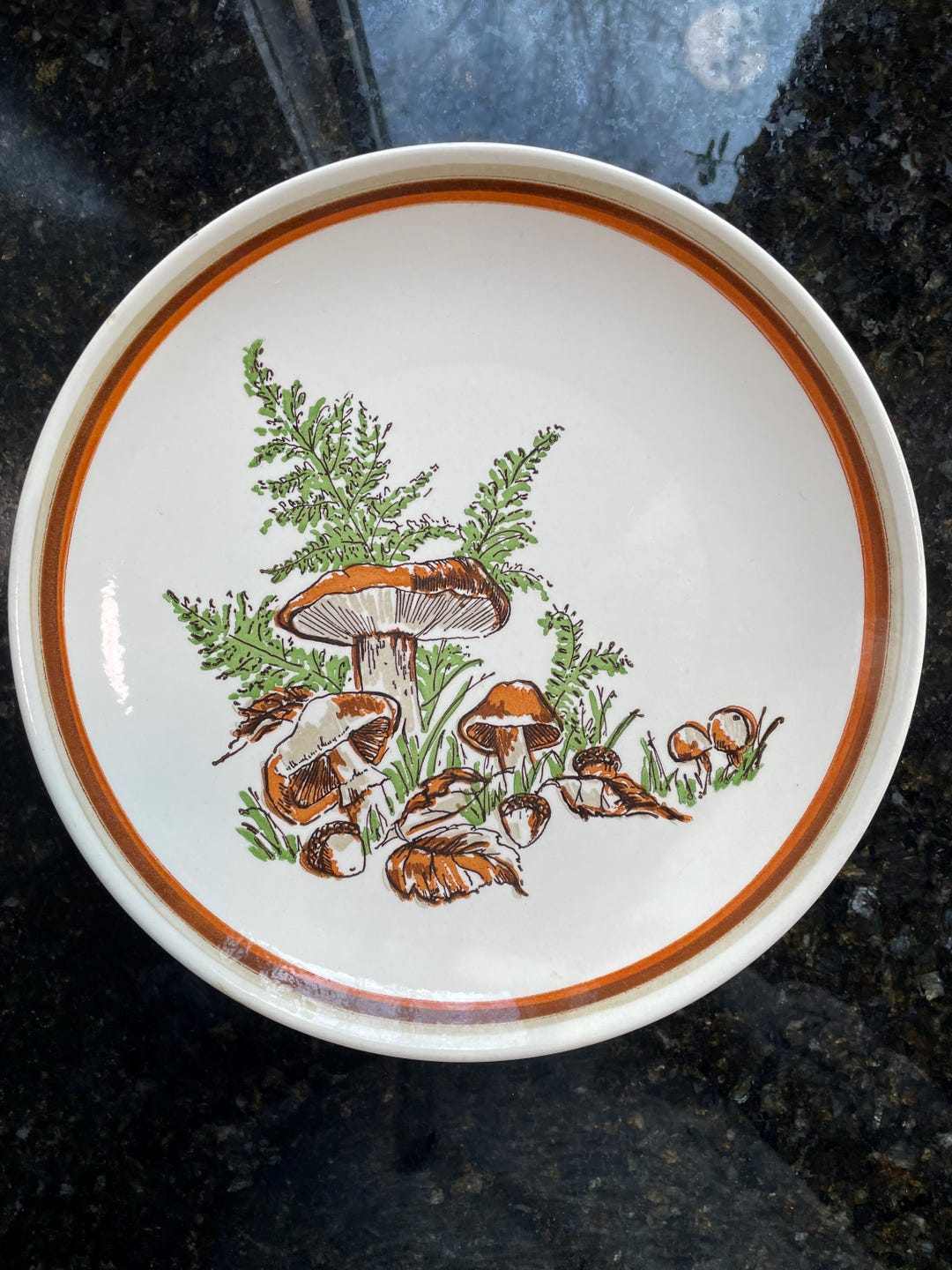 Vintage 70s Jeanette, China Mushroom Woodland Magic 4 Dinner Plates 4 ...