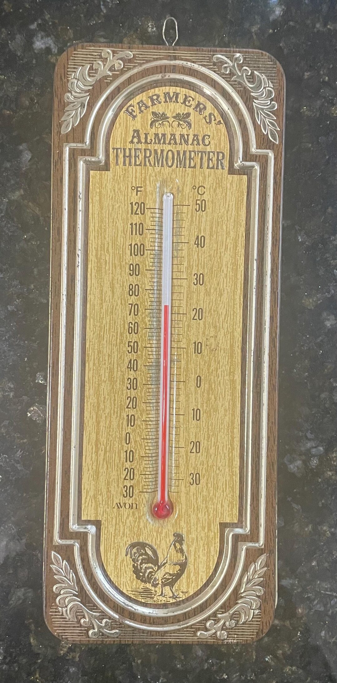 Vintage Farmers Almanac Thermometer, Tin Advertising Rooster, Avon 9 ...