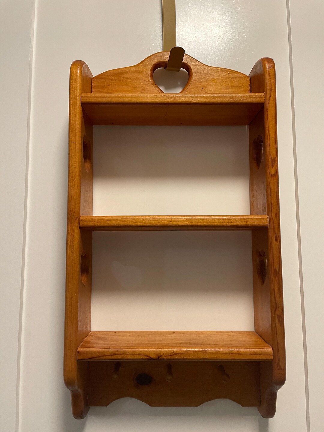 Vintage Solid Wood Wall Display Heart Cut Outs W/3 Shelfs 3/pegs. - Etsy