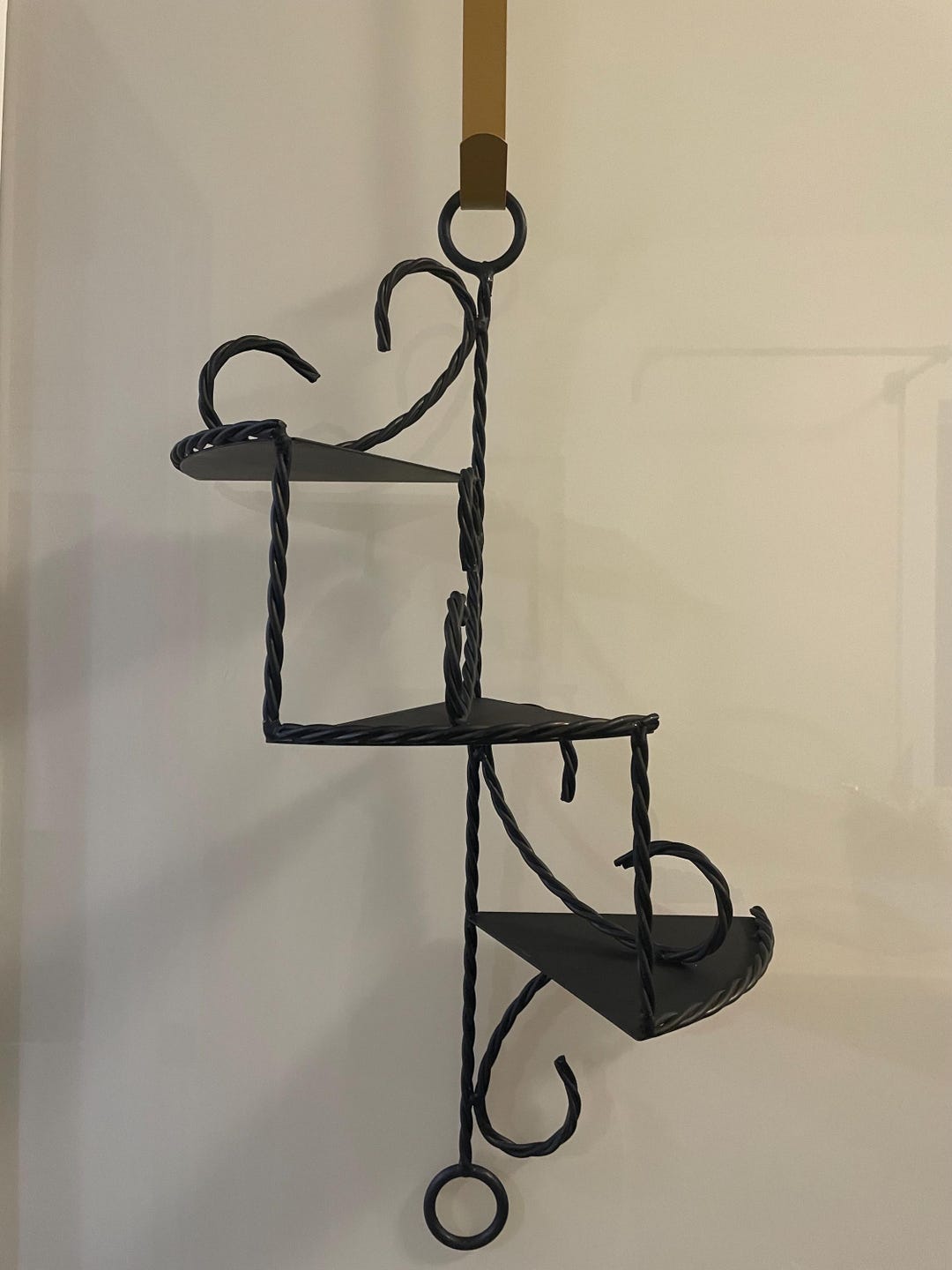 Vintage Wrought Iron Wall Shelf, Metal Braid Three Tier Ornate ...