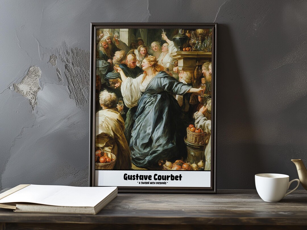 A Tavern With Patrons Gustave Courbet Inspired Impressionist Gallery ...