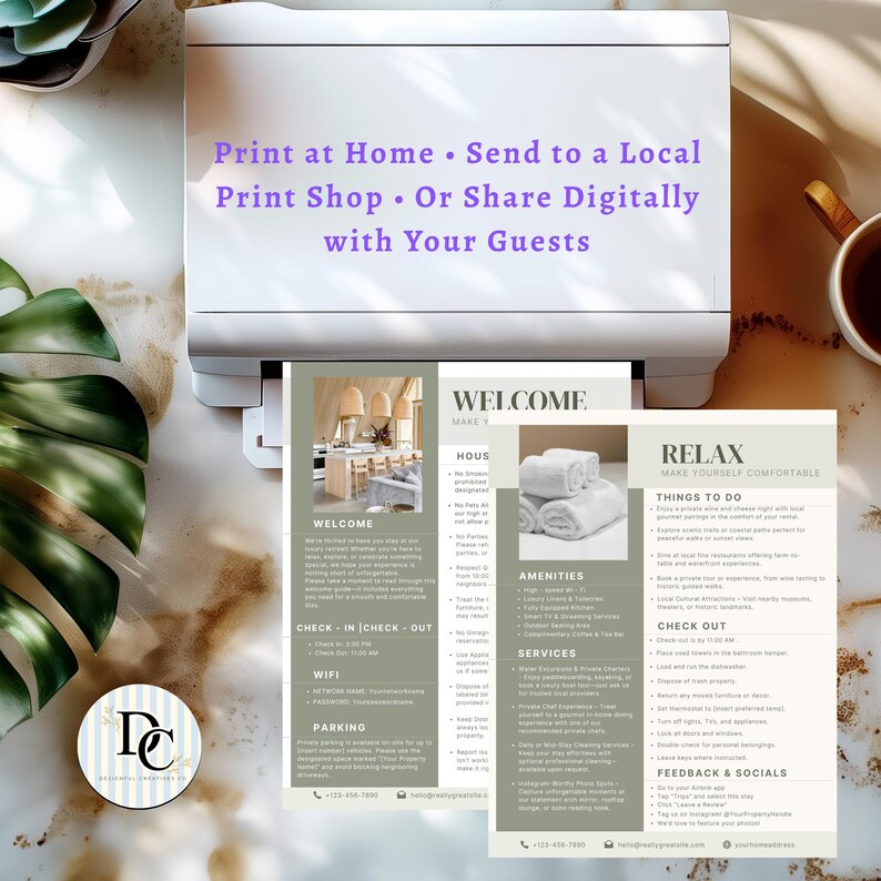 Airbnb Welcome Sign Template – Printable Vacation Rental Guide, VRBO ...