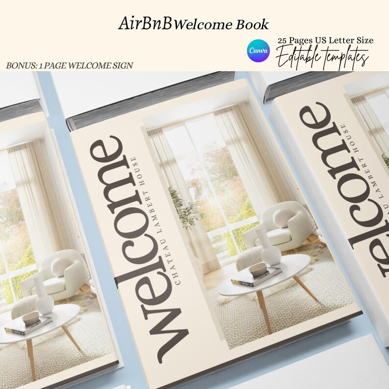 Airbnb Welcome Book Template | Beach House Guest Guide | Editable Canva ...