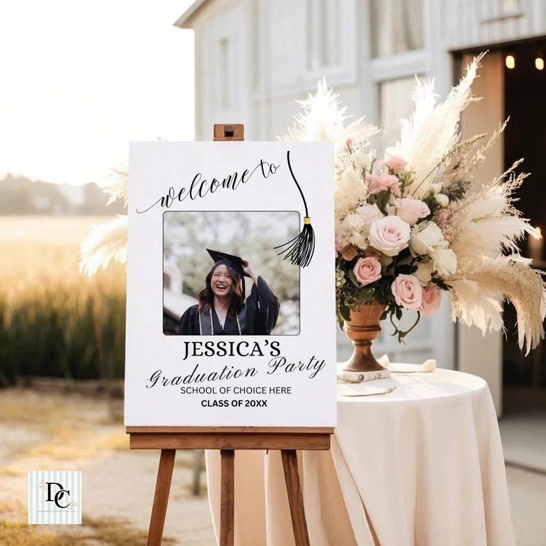 Editable Photo Graduation Welcome Sign - Printable Canva Template ...