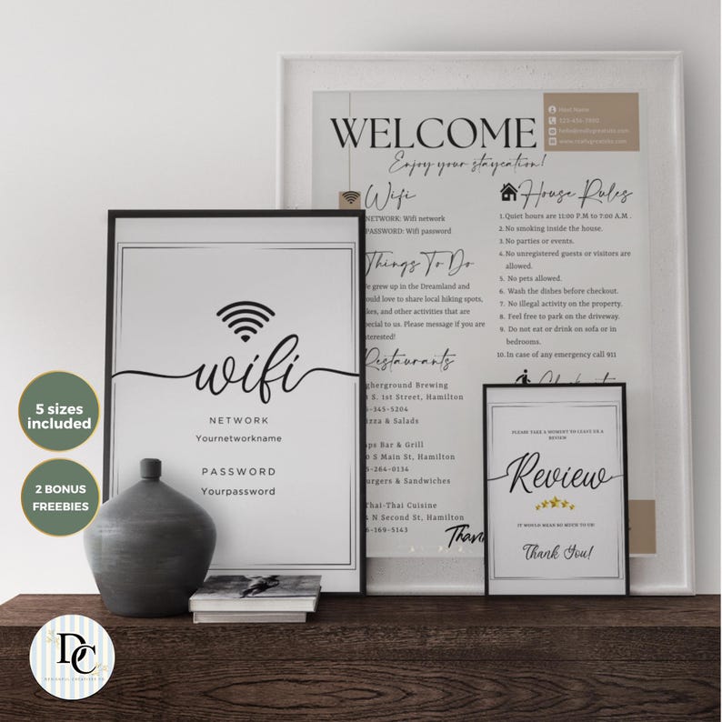 Editable Airbnb Welcome Sign Template | Printable Guest Info Sheet ...