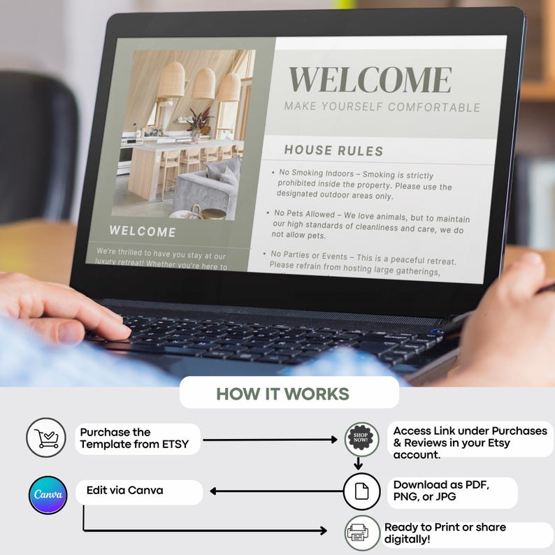 Airbnb Welcome Sign Template – Printable Vacation Rental Guide, VRBO ...