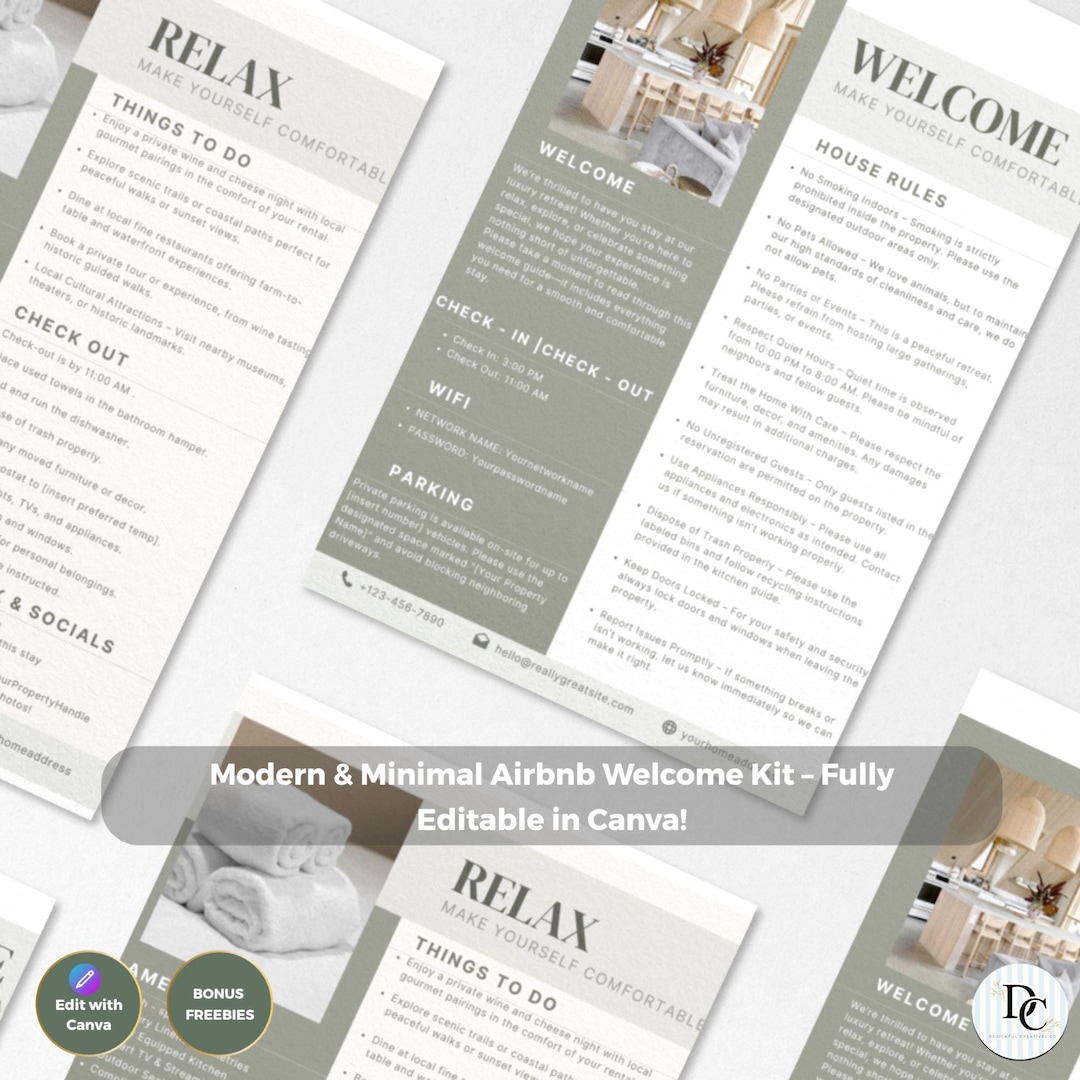 Airbnb Welcome Sign Template – Printable Vacation Rental Guide, VRBO ...
