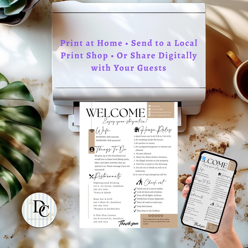 Editable Airbnb Welcome Sign Template | Printable Guest Info Sheet ...
