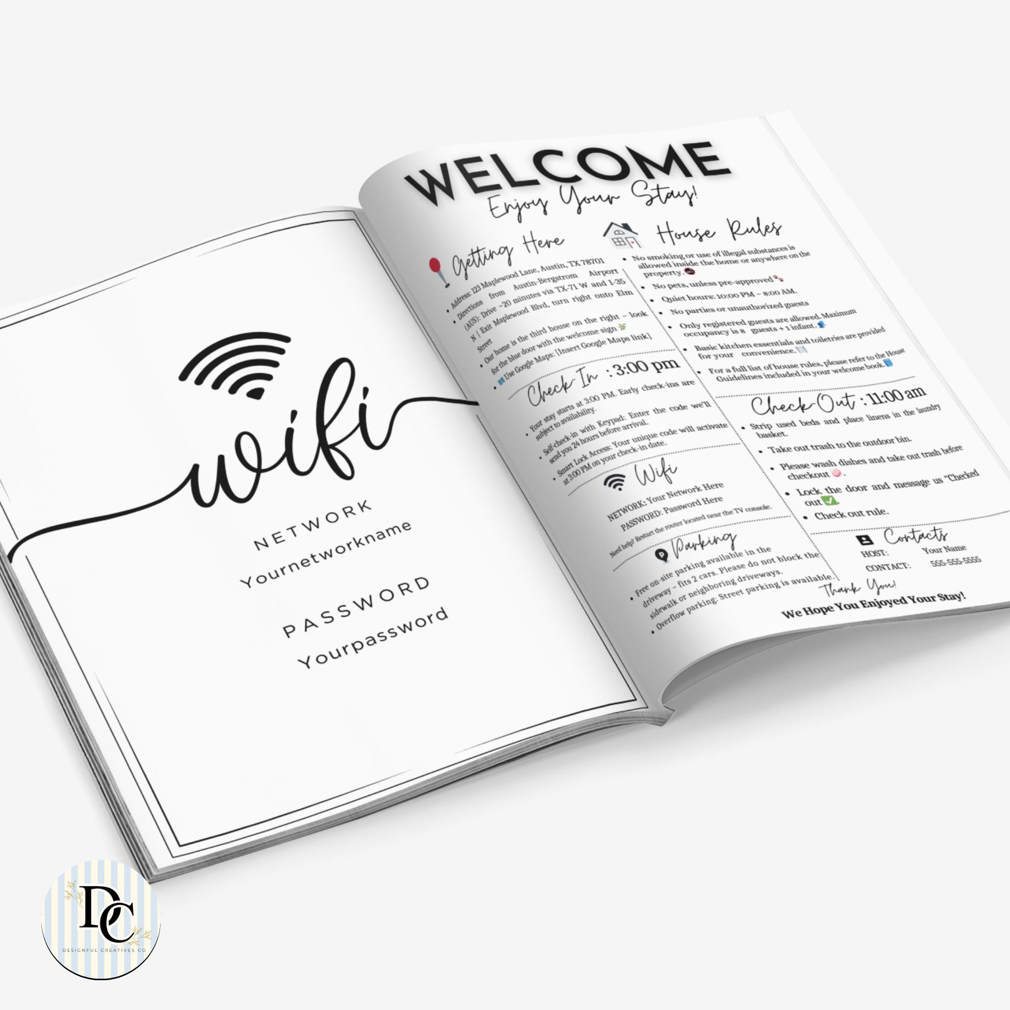 Editable Airbnb Welcome Sign Template | Printable Vacation Rental Guest ...
