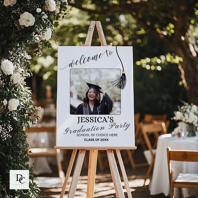 Editable Photo Graduation Welcome Sign - Printable Canva Template ...