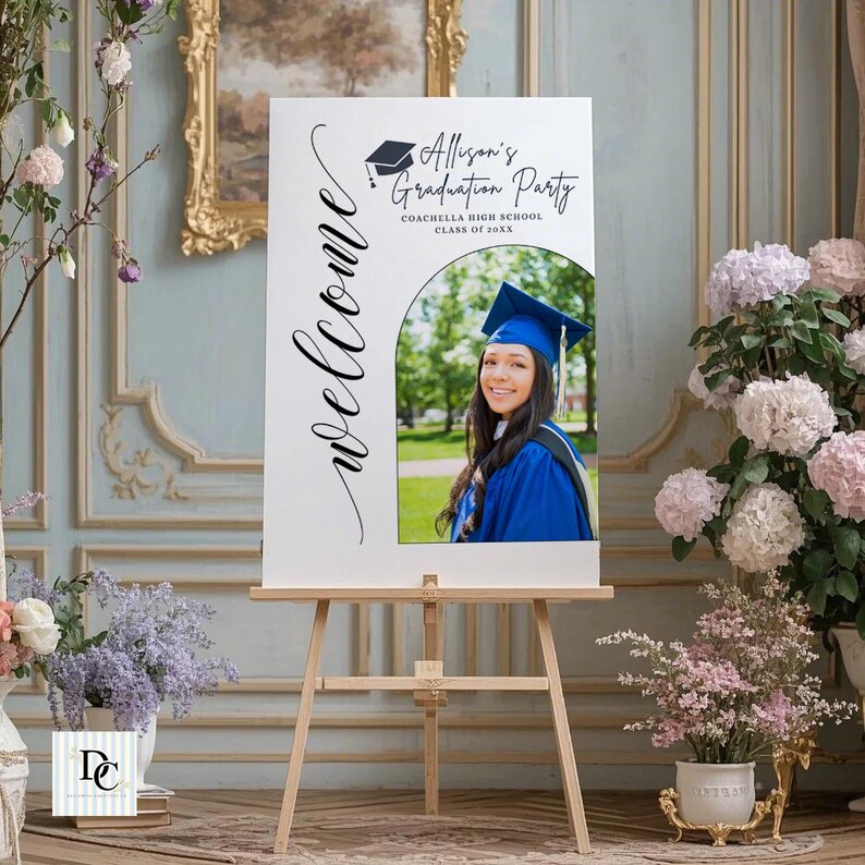 Editable Graduation Welcome Sign Canva Template | Custom Photo Grad ...
