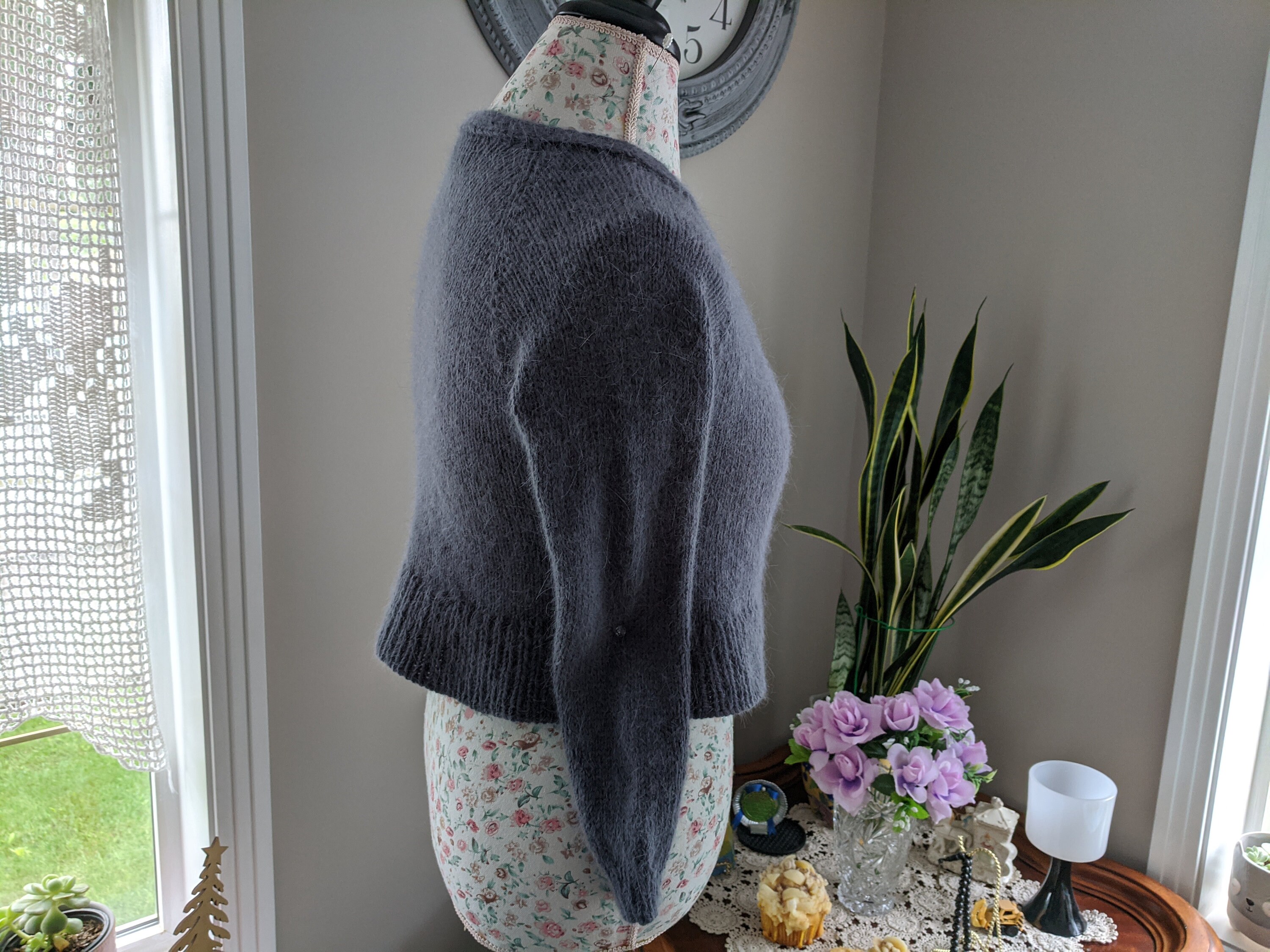 Handmade Angora Bolero: Charcoal Knit Wedding Shrug, Long Sleeves ...