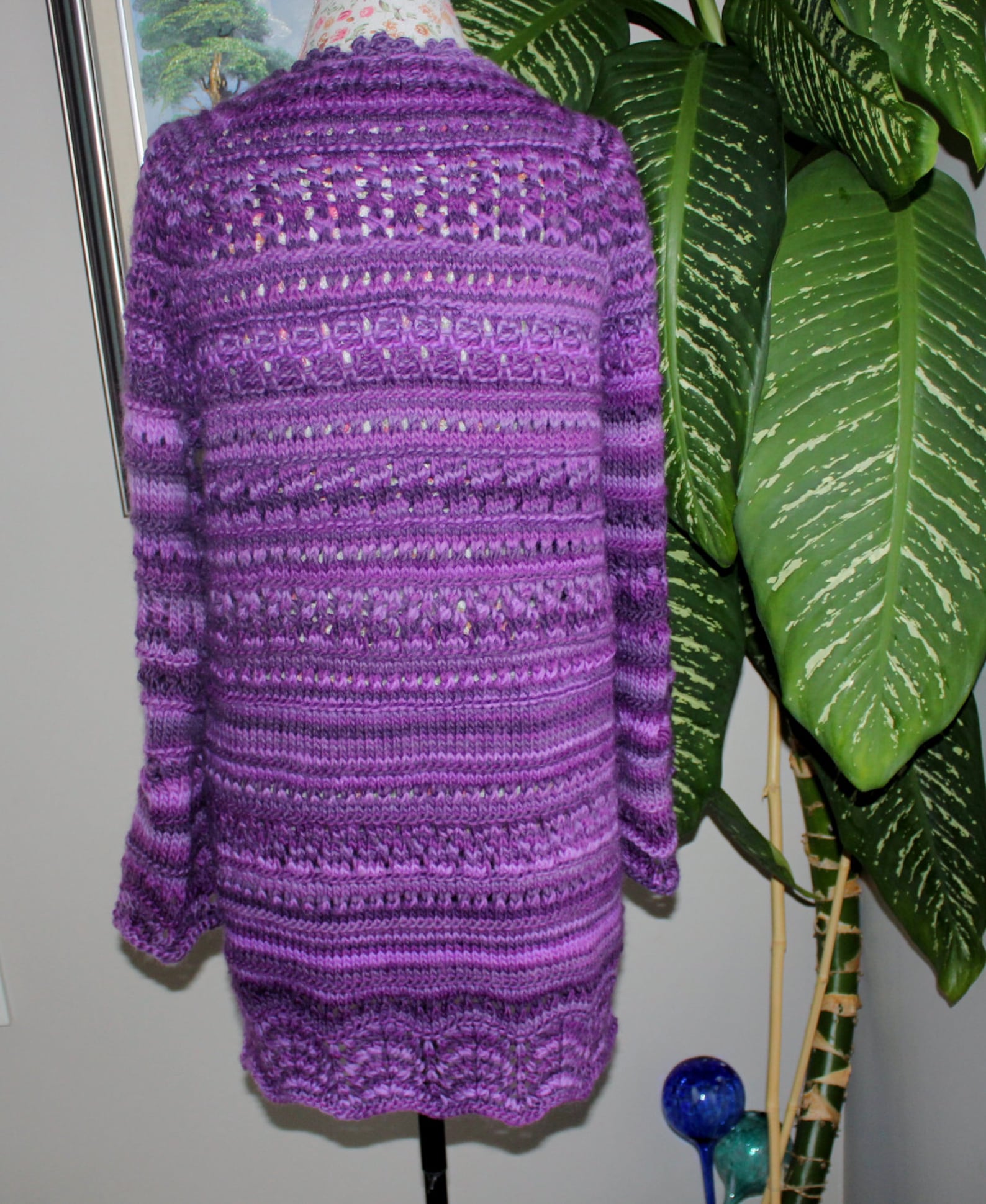 100% Natural Wool! Handmade Women Hand Spun Knit the Perfect Fit Purple ...