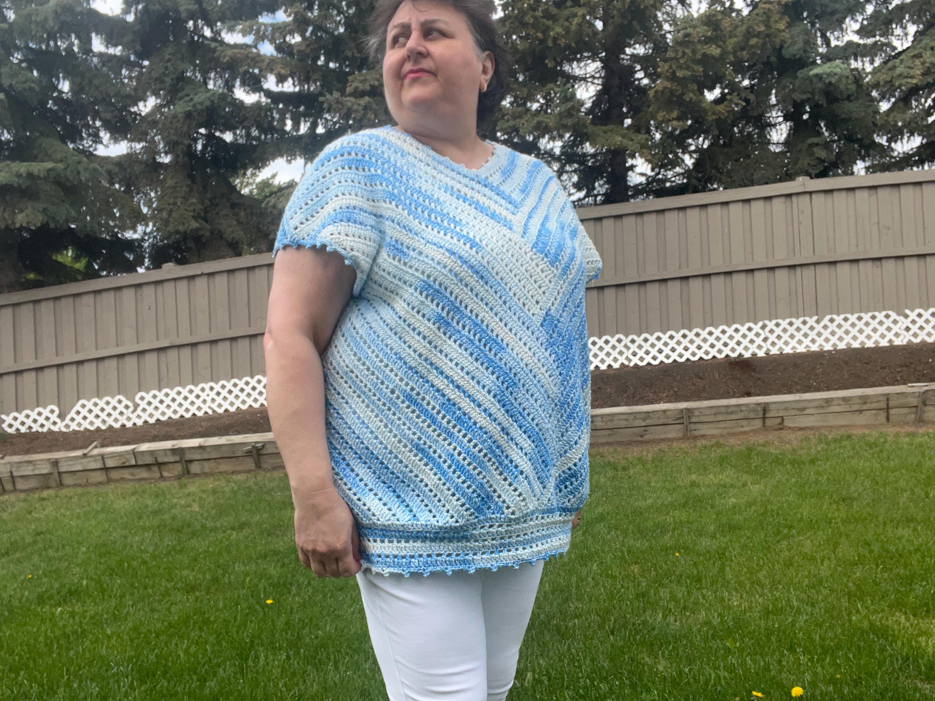 Plus Size Crochet Blouse, Pima Cotton 3XL Boho Beach Cover-up - Etsy Canada