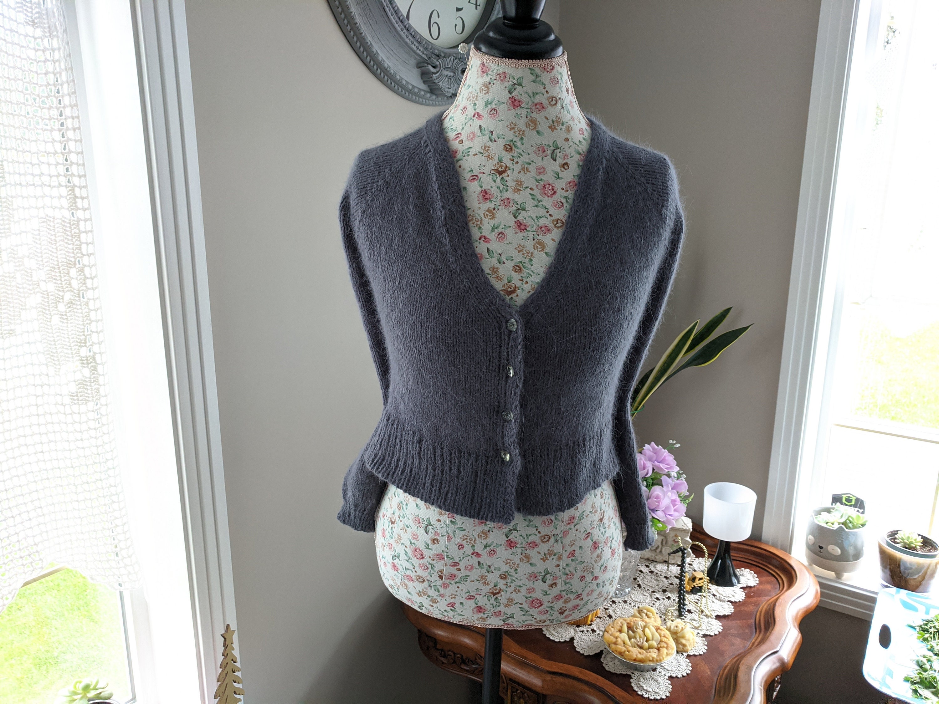 Handmade Angora Bolero: Charcoal Knit Wedding Shrug, Long Sleeves ...
