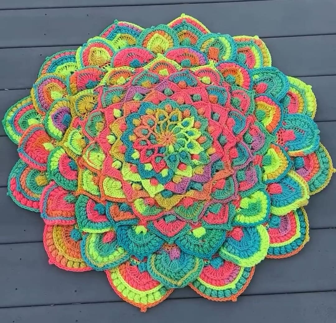 Handmade Crochet Lotus Flower Blanket: Colorful Baby Rug, Photo Prop ...