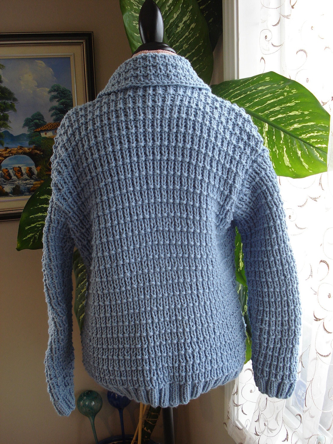 Ready to Ship Winter Icy Blue Knit Sweater/jumper, Chunky Wool Pullover ...