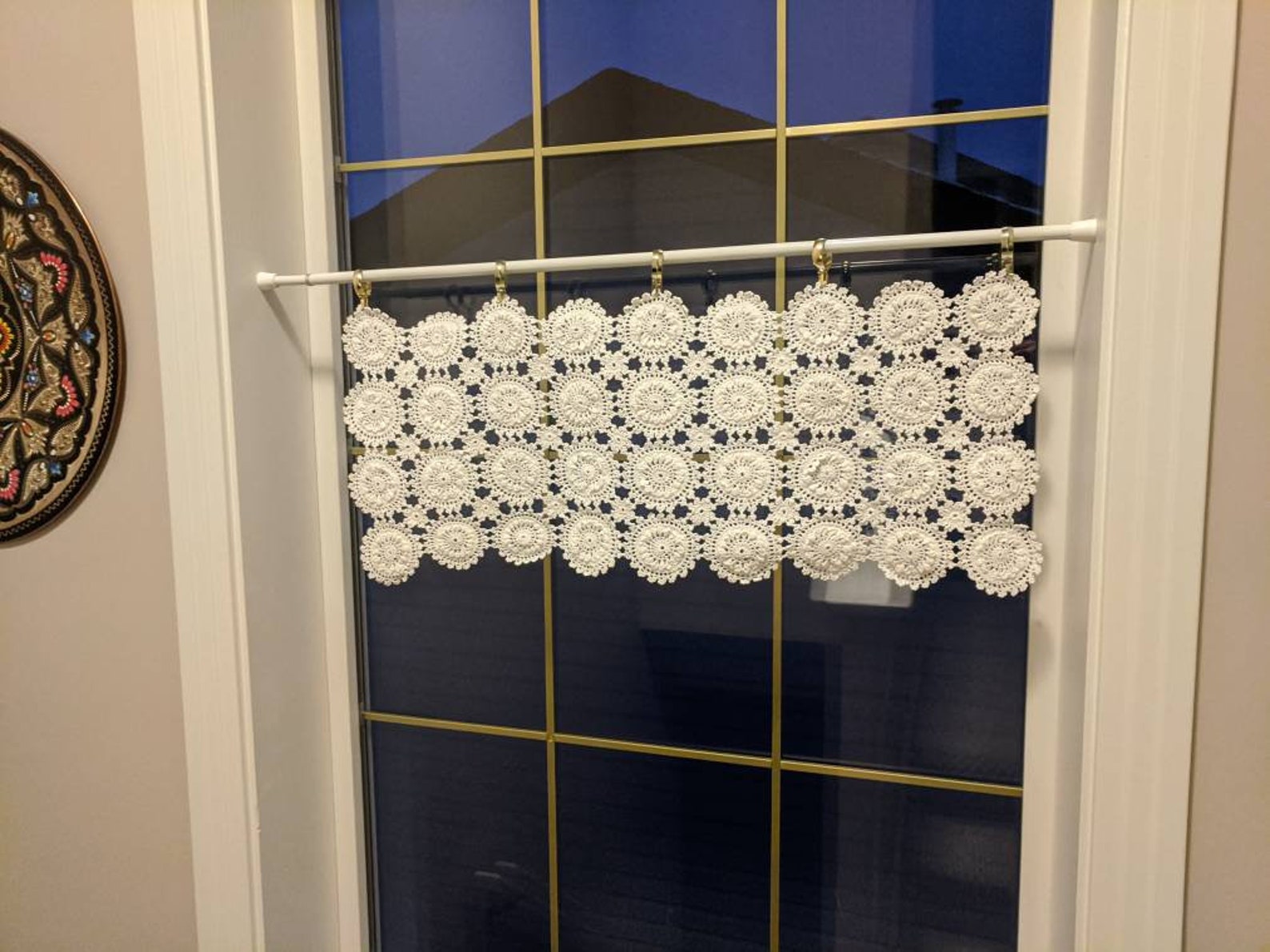 White Cotton Crocheted Window Piece/curtain Motifs of Handmade Crochet ...
