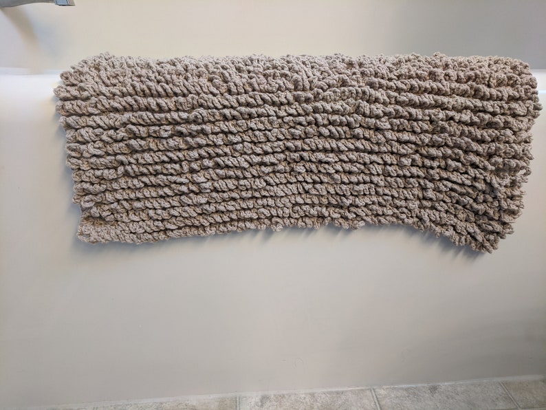 24x46 Crochet Bath Mat, Taupe Bath Mat, Taupe Bath Rug, Kitchen Mat ...