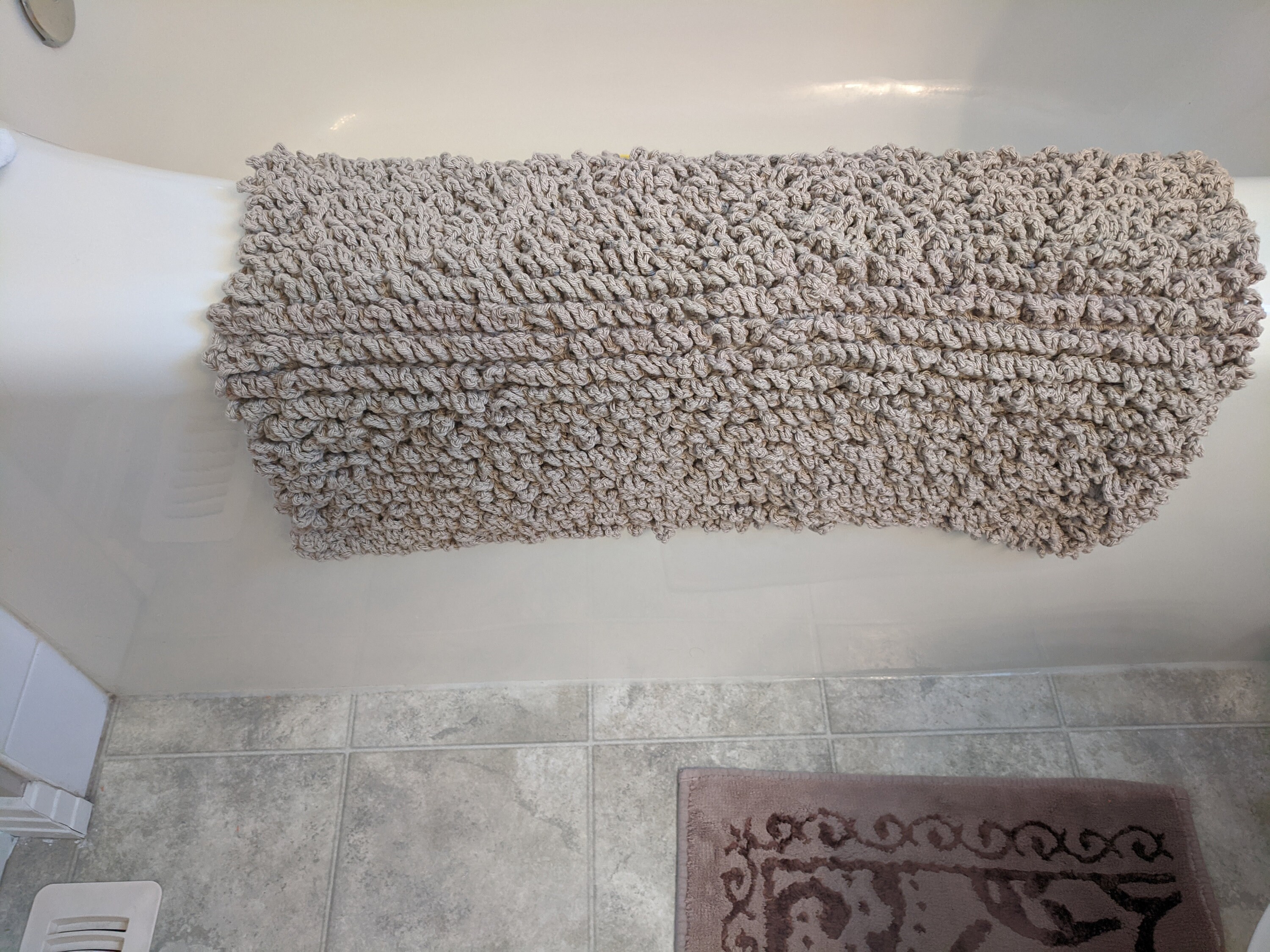 24x46 Crochet Bath Mat, Taupe Bath Mat, Taupe Bath Rug, Kitchen Mat ...