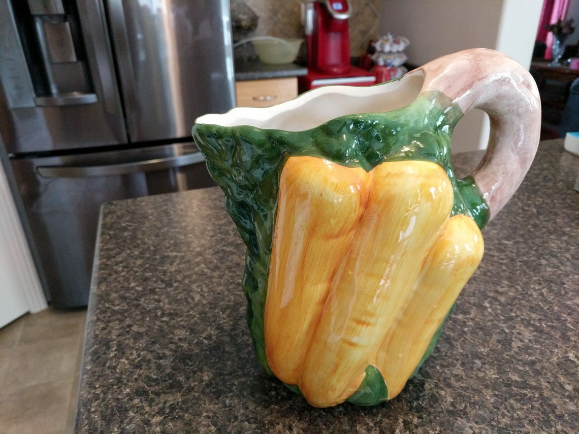 Large Ceramic Pitcher Carrot Decorative Retro Collectible Serving ...