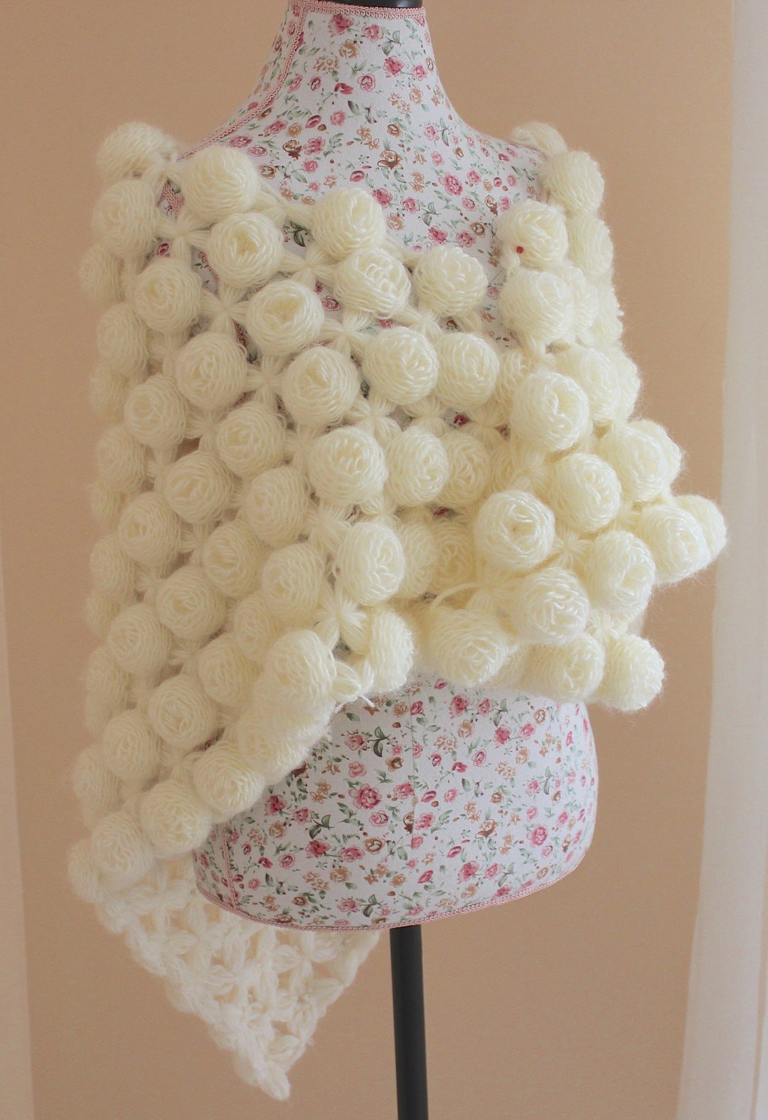 Ready to Ship, Ivory Angora Wedding Shawl, Handmade Crochet Wedding ...