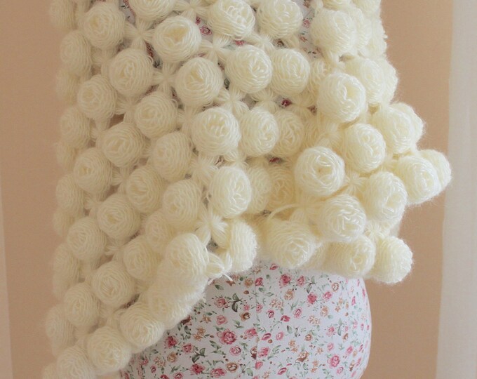 Ready to Ship, Ivory Angora Wedding Shawl, Handmade Crochet Wedding ...