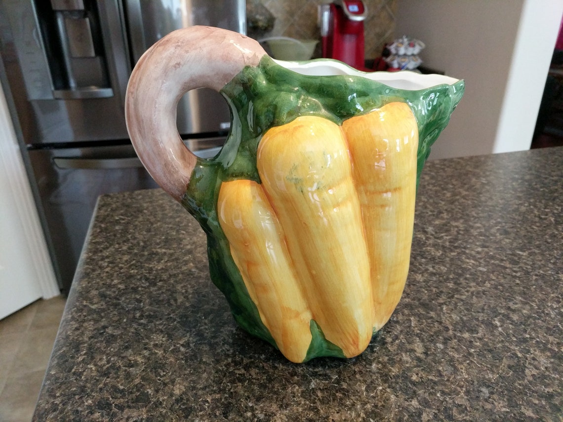 Large Ceramic Pitcher Carrot Decorative Retro Collectible Serving ...